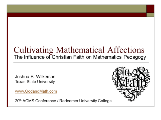 May 2015 – GOD & MATH: Thinking Christianly About Math Education