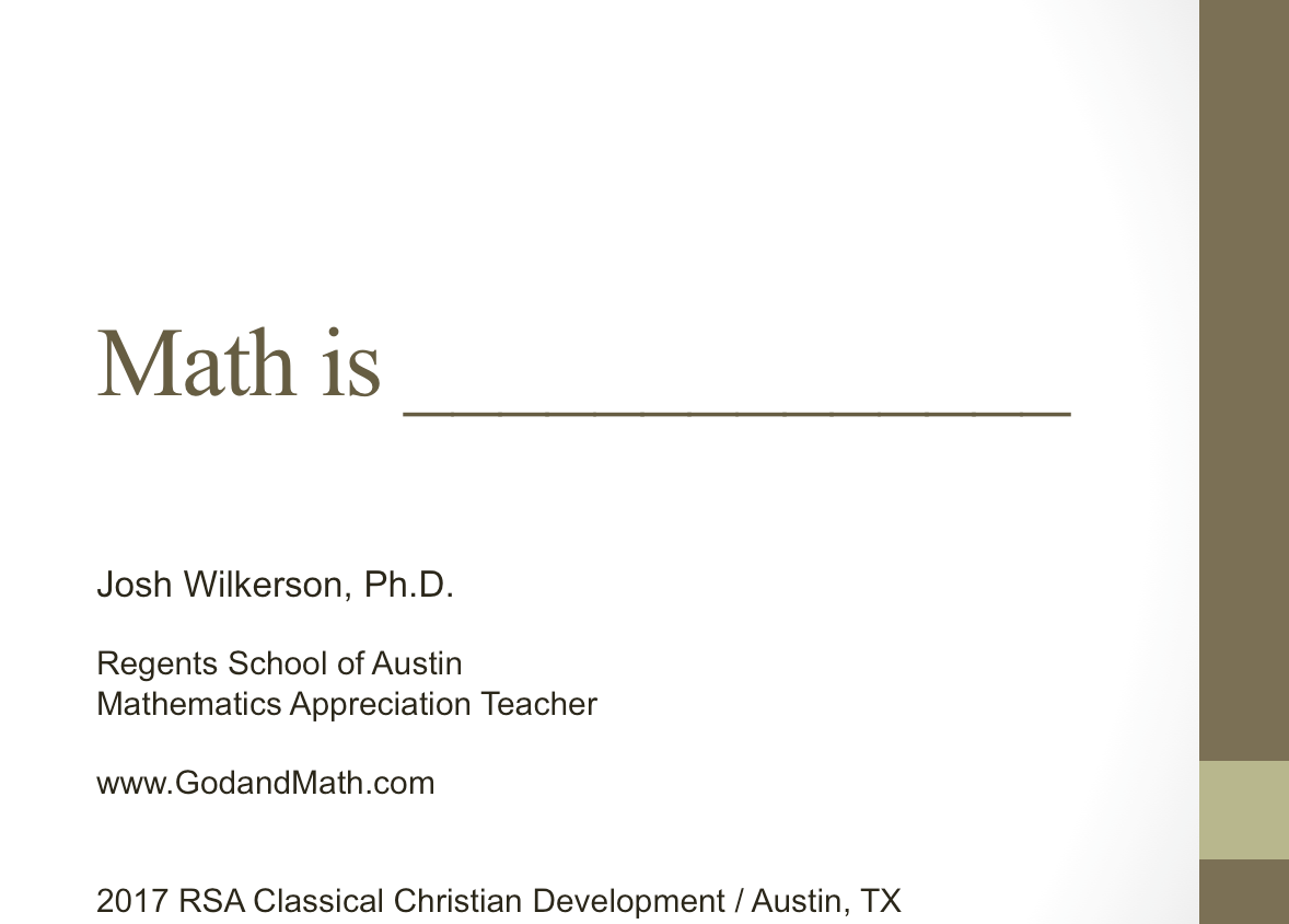 Math is Uplifting – GOD & MATH: Thinking Christianly About Math Education